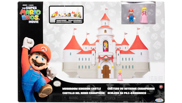 The Super Mario Bros. Movie Mushroom Kingdom Castle Playset with Mini 1.25 Mario and Princess Peach Figures Nintendo Official Site for Canada